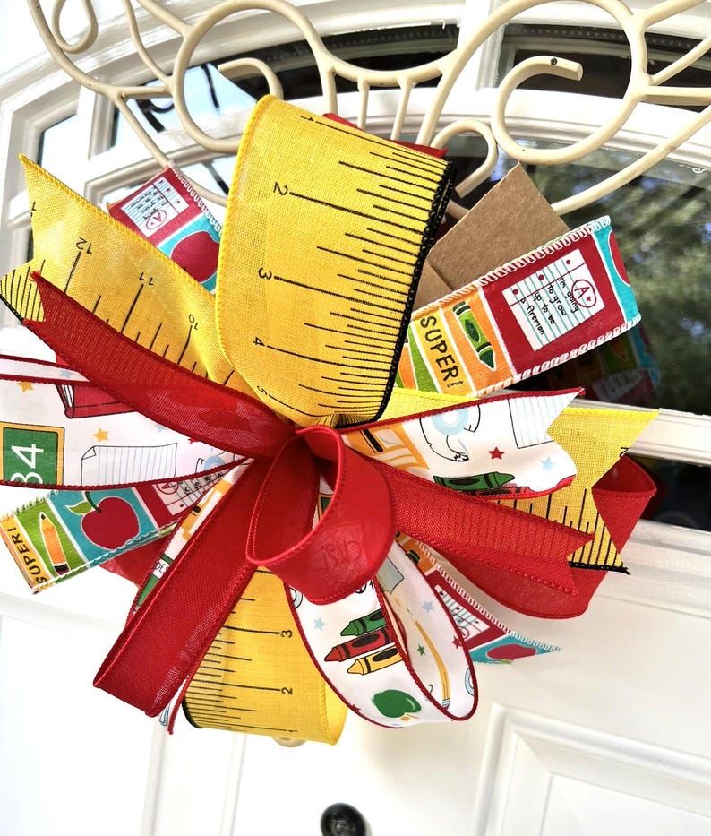 Back to School Bow, School Bow for Wreath, Teacher Lantern Bow ...