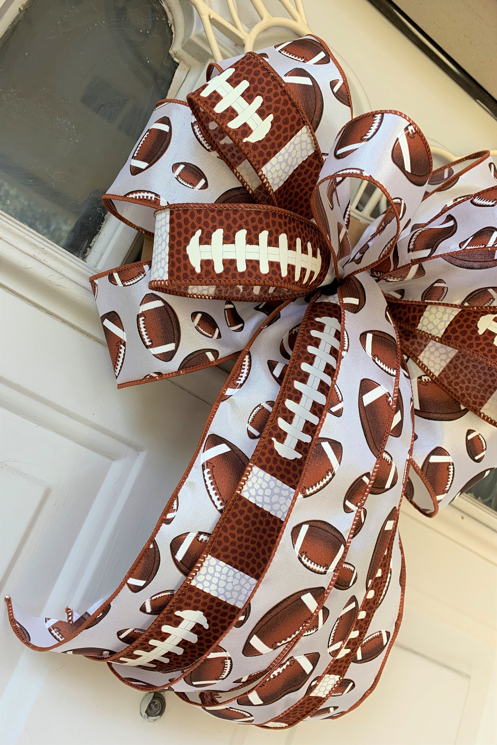 Football Bow, Sports Bow for Wreath, Football Lantern Bow Decoration ...