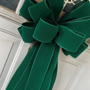 Emerald Green Velvet Christmas Tree Bow for Wreath, Green Velvet ...