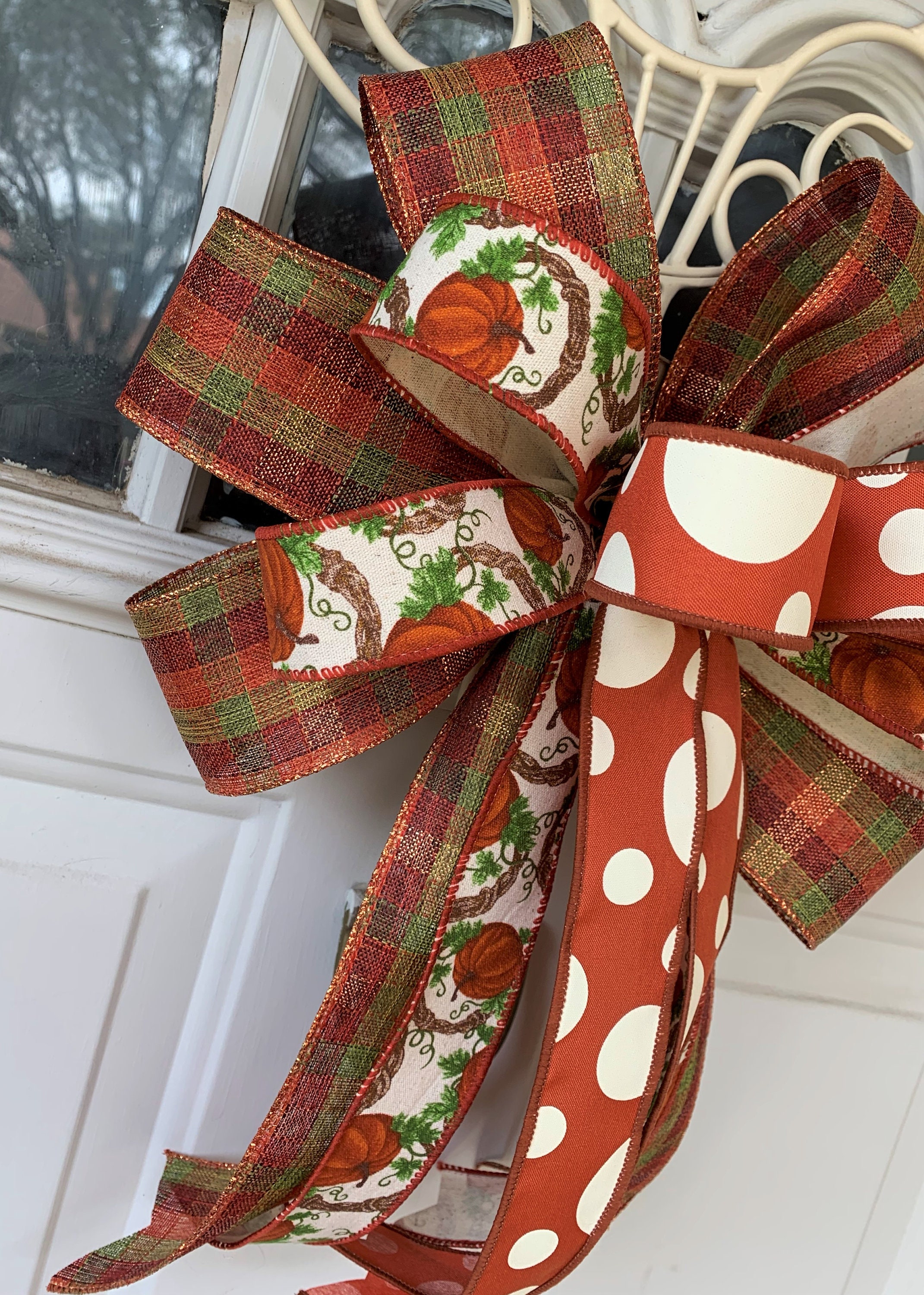 Fall Harvest Bow Thanksgiving Bow for Wreath Pumpkin Lantern | Etsy