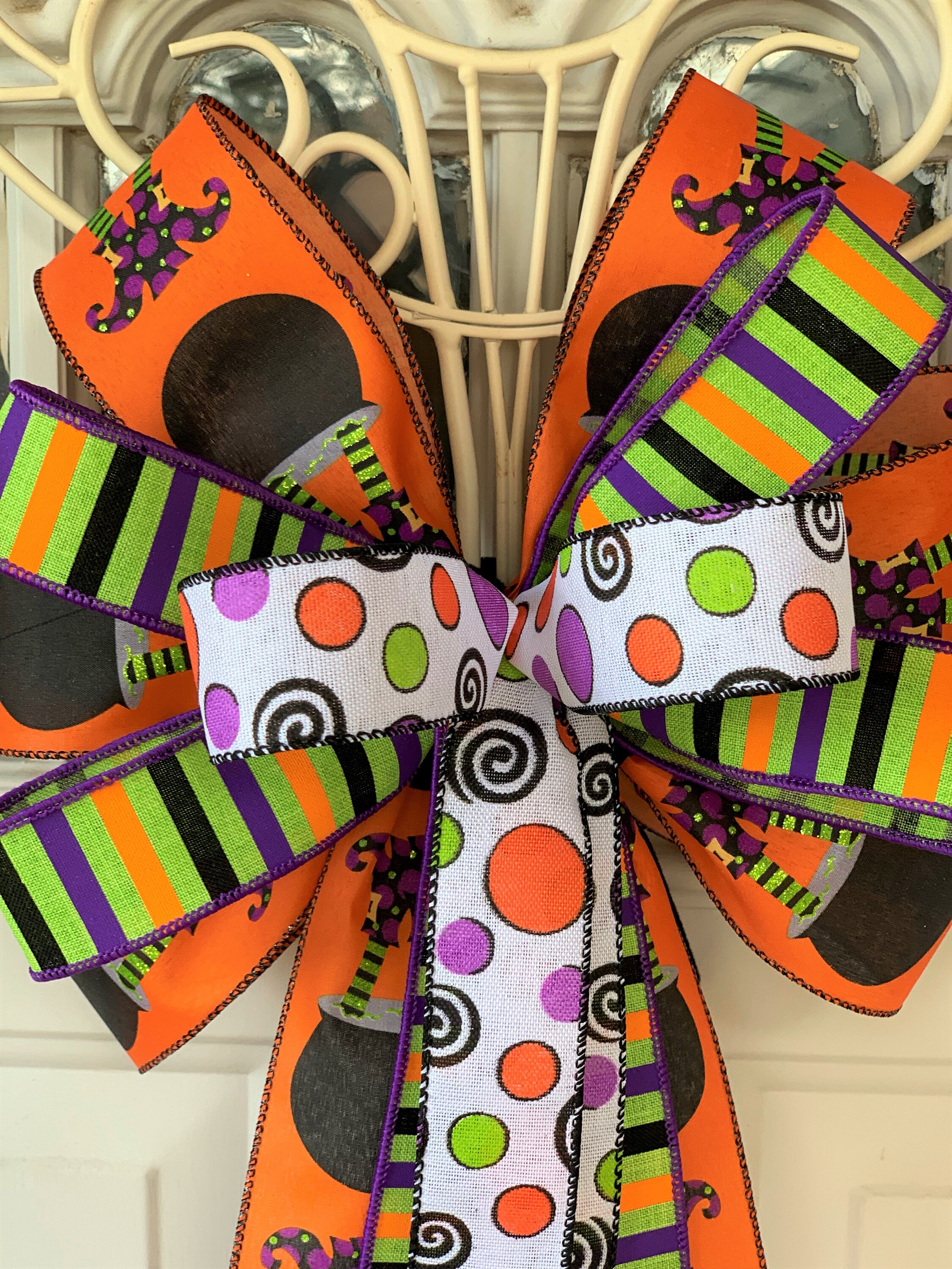 Halloween Bow, Halloween Bow for Wreath, Witches Cauldron Lantern Bow ...