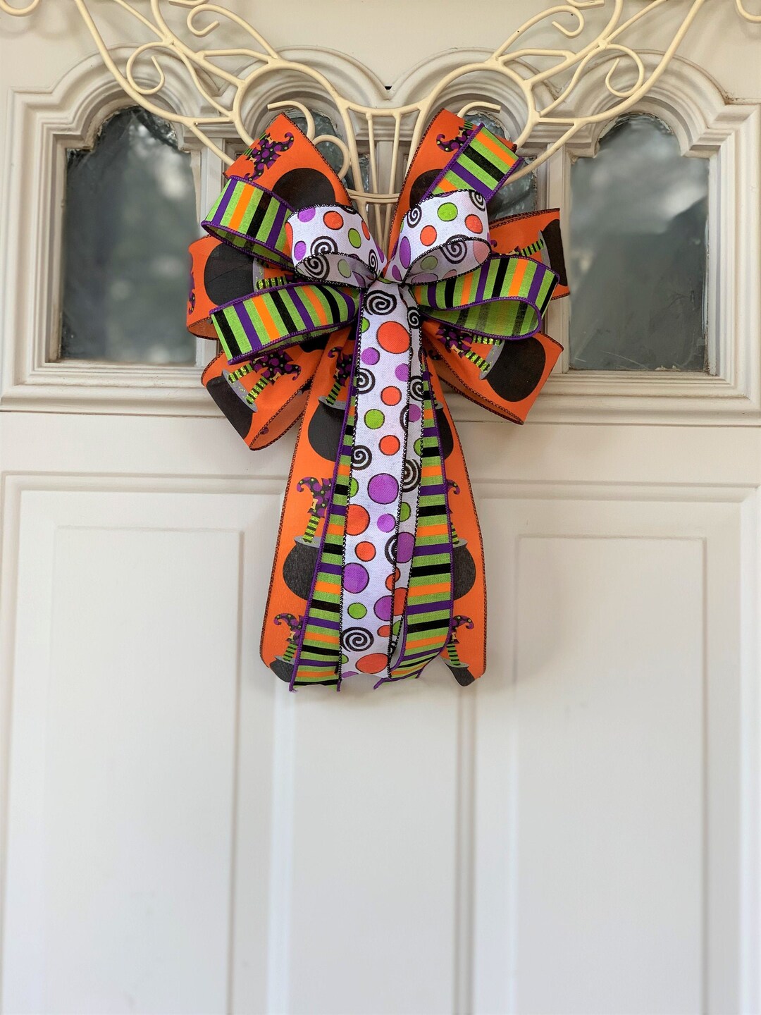 Halloween Bow, Halloween Bow for Wreath, Witches Cauldron Lantern Bow ...