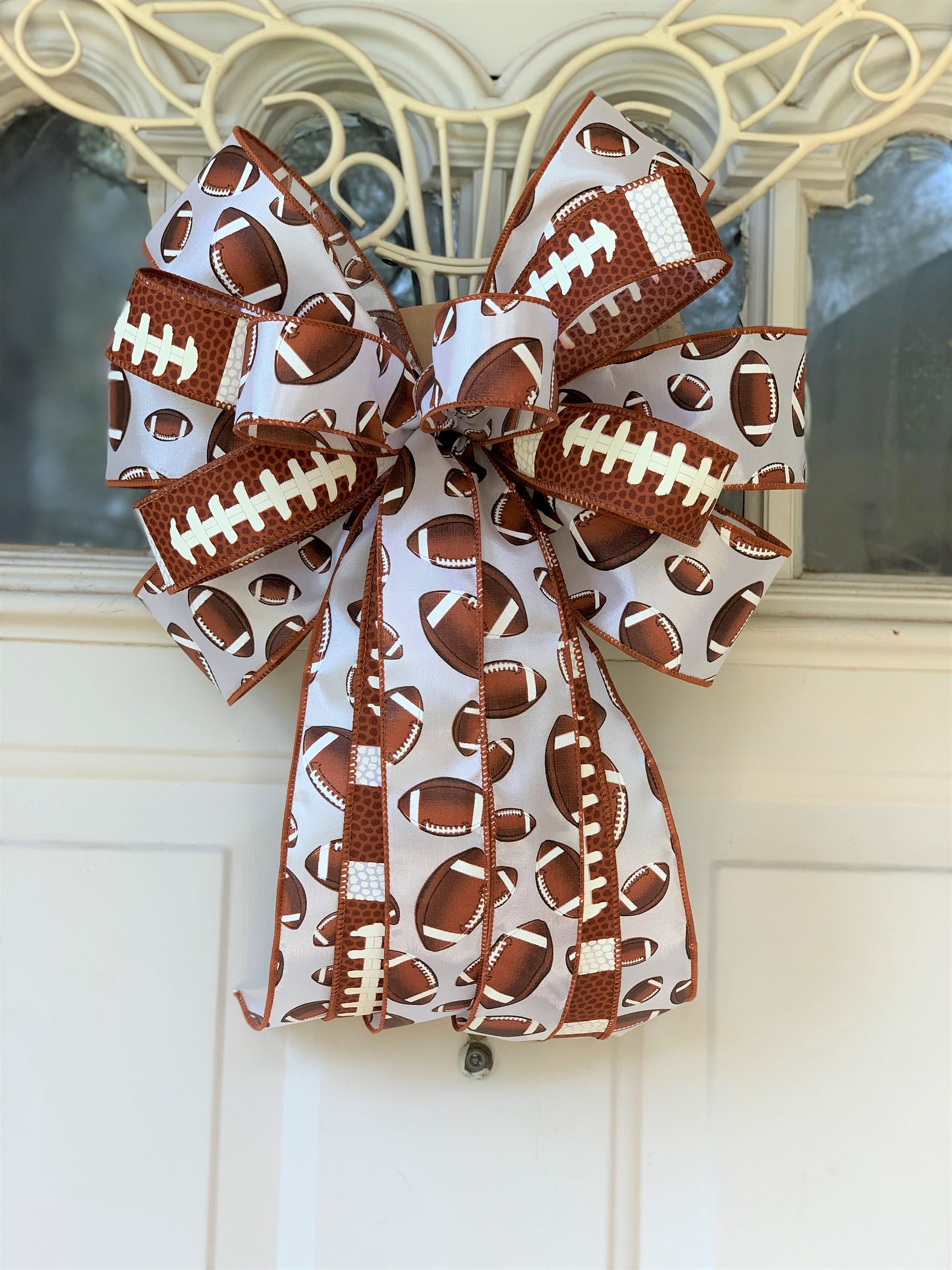 Football Bow, Sports Bow for Wreath, Football Lantern Bow Decoration ...