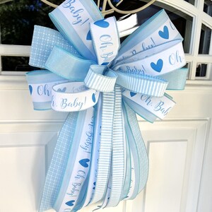 Blue Baby Shower Bow, Oh Baby! Baby Boy Decor, Gender Reveal Decoration ...