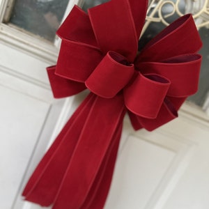 Cranberry Red Velvet Christmas Tree Bow for Wreath, Lantern Bow Decoration, Red Velvet Ribbon - Etsy