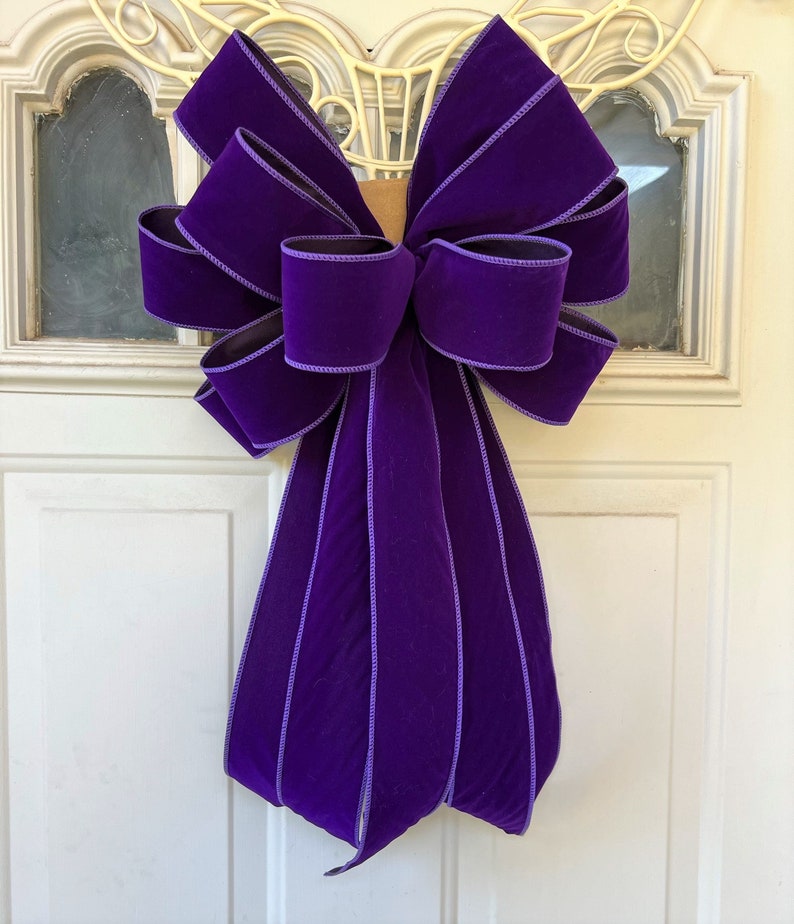 Purple Velvet Christmas Tree Bow for Wreath Lantern Bow - Etsy