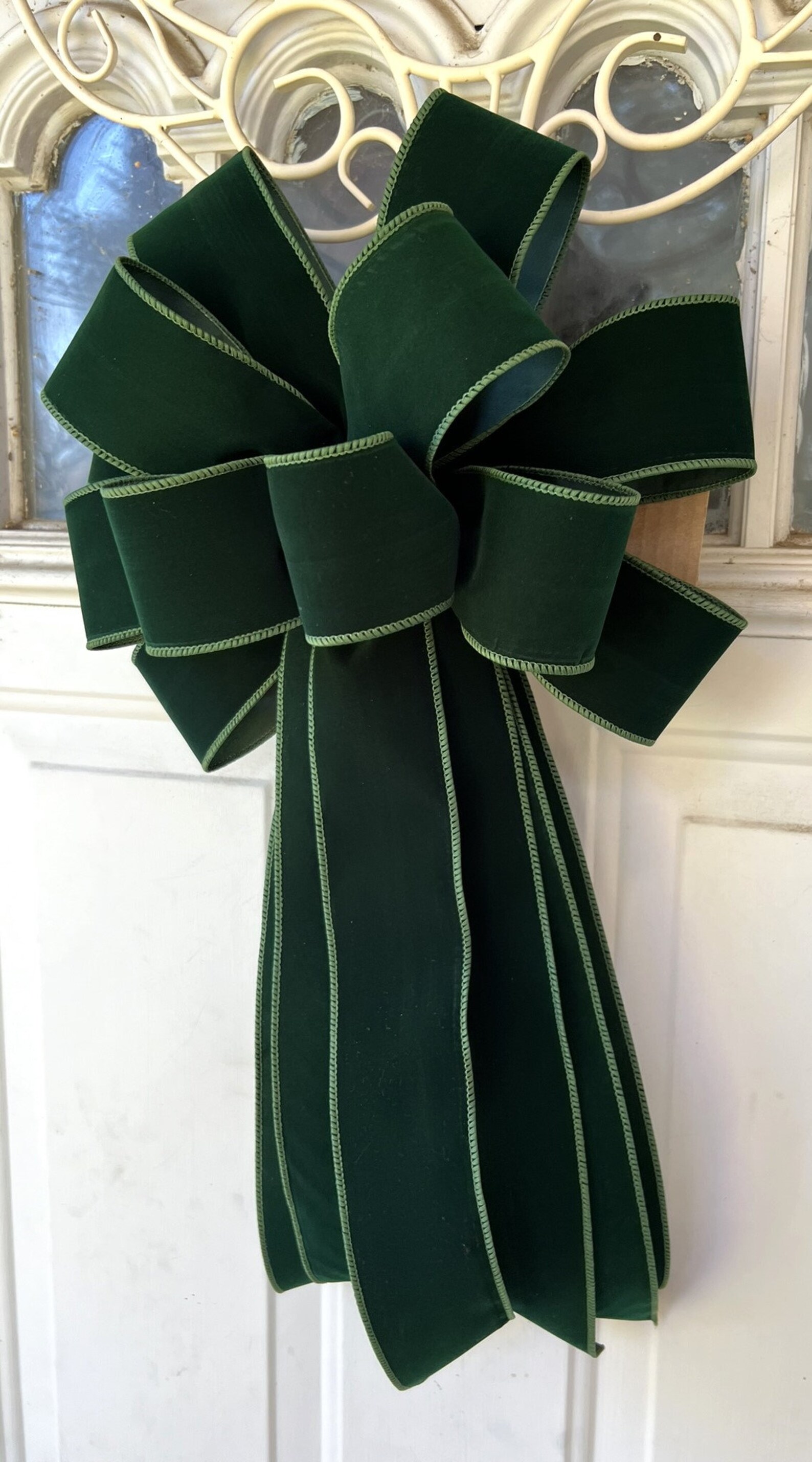 Hunter Green Velvet Christmas Tree Bow for Wreath, Hunter Velvet ...