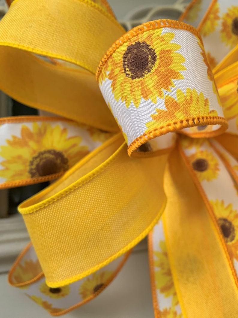 Sunflower Bow Sunflower Bow for Wreath Summer Lantern Bow - Etsy