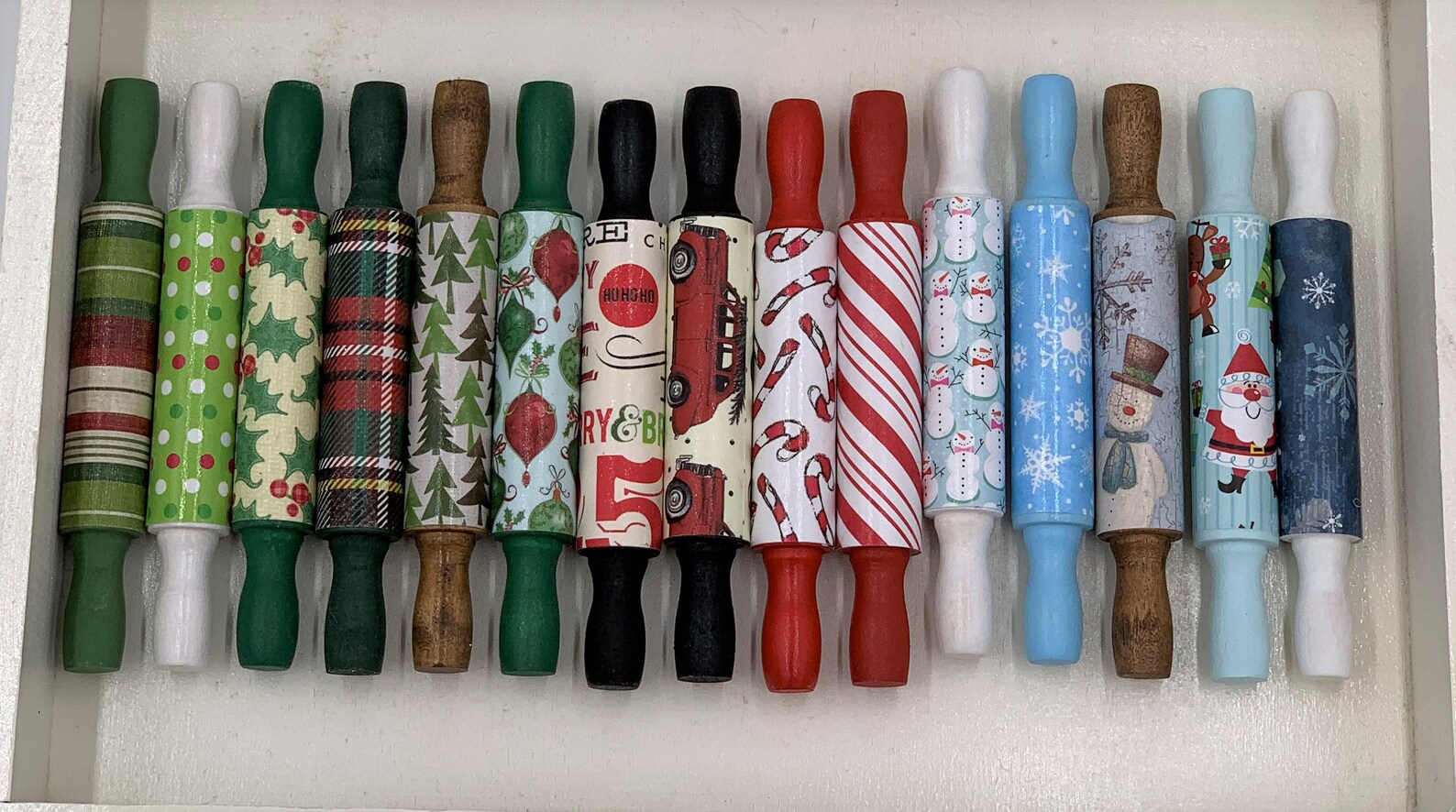 Christmas Mini Rolling Pins Tiered Tray Decor Christmas - Etsy UK