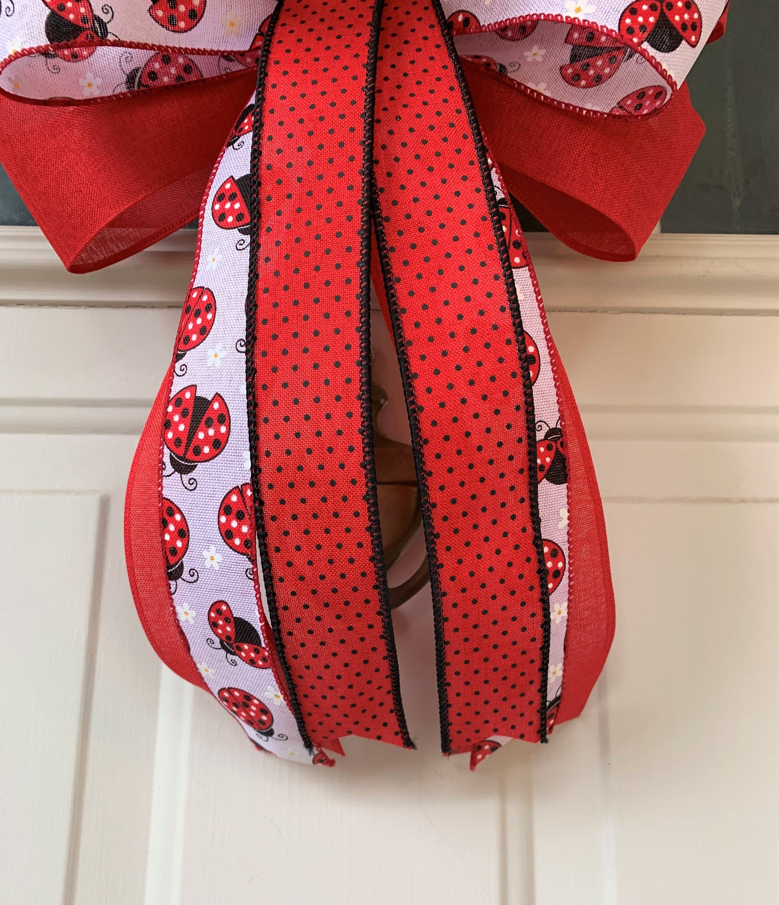 Ladybug Bow, Ladybug Bow for Wreath, Summer Tree Topper Decoration ...