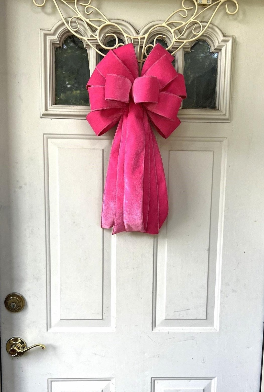 Hot Pink Velvet Valentine Bow for Wreath, Christmas Lantern Bow ...