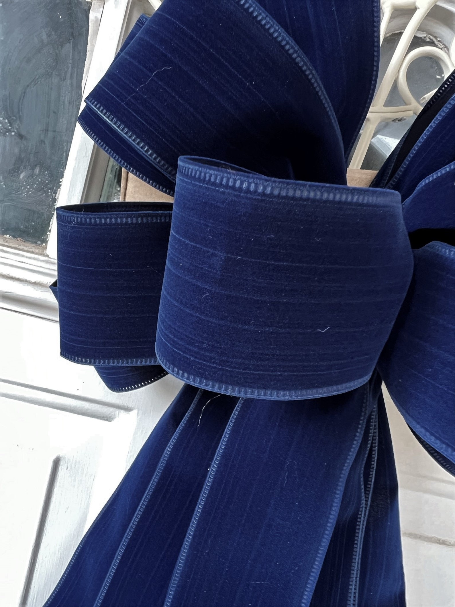Navy Blue Velvet Christmas Tree Bow for Wreath, Lantern Bow Decoration ...