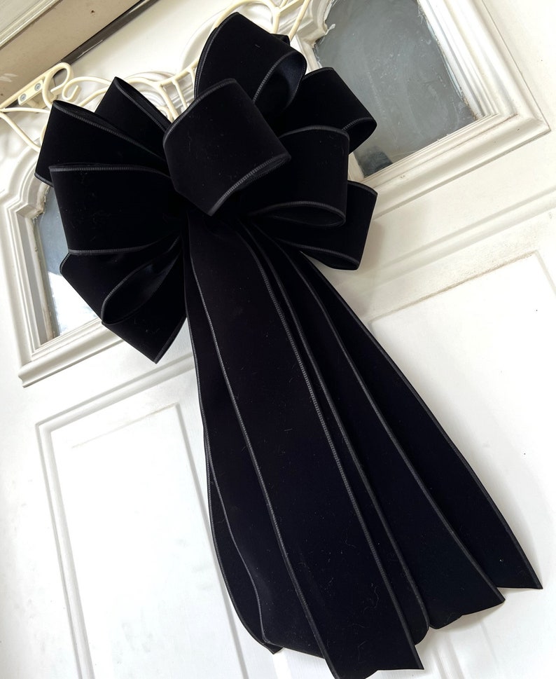 Black Velvet Christmas Tree Bow for Wreath Lantern Bow - Etsy