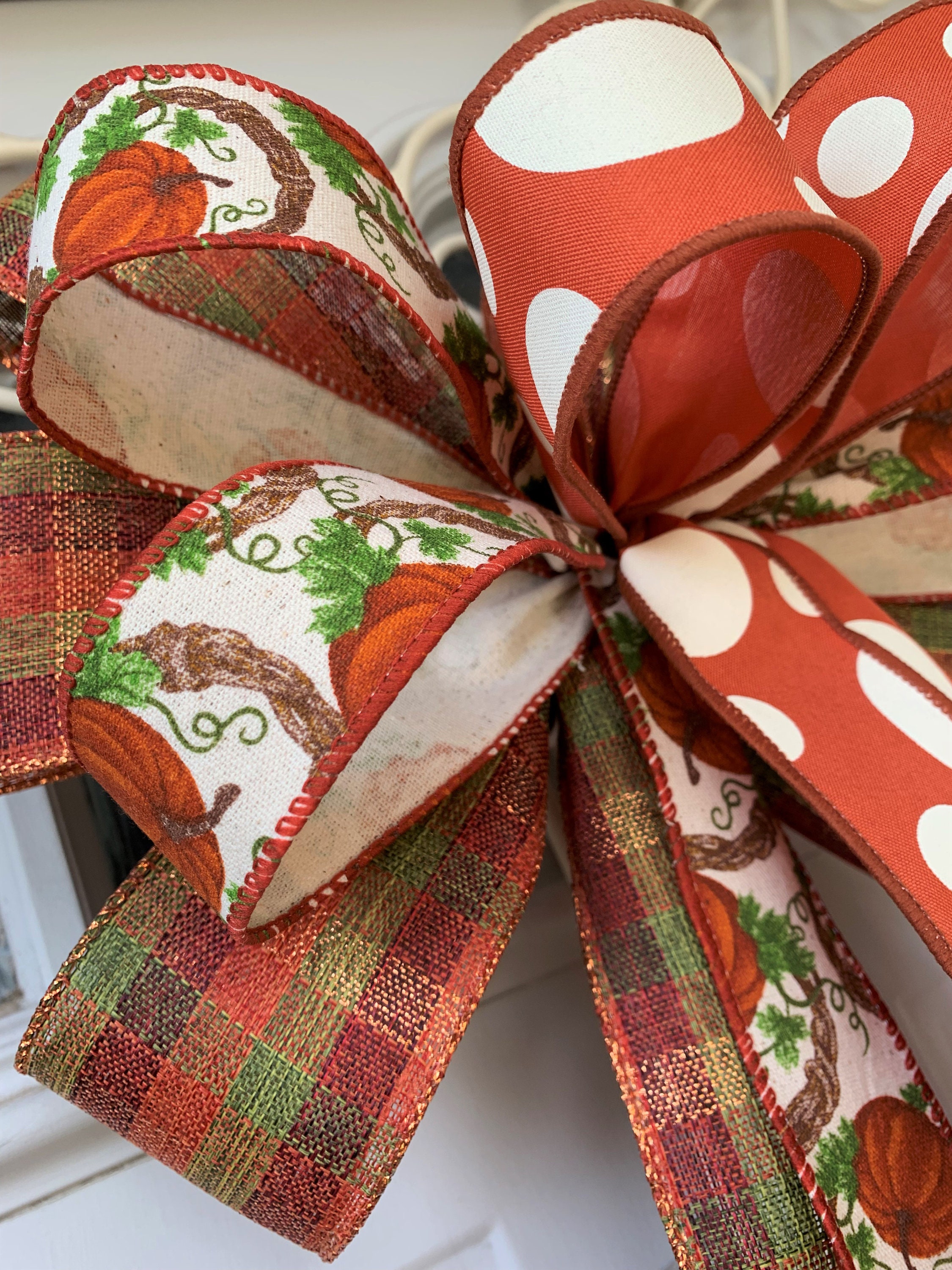 Fall Harvest Bow Thanksgiving Bow for Wreath Pumpkin Lantern | Etsy