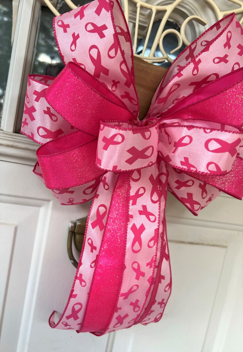 Breast Cancer Awareness Bow, Awareness Bow for Wreath, Breast Cancer ...