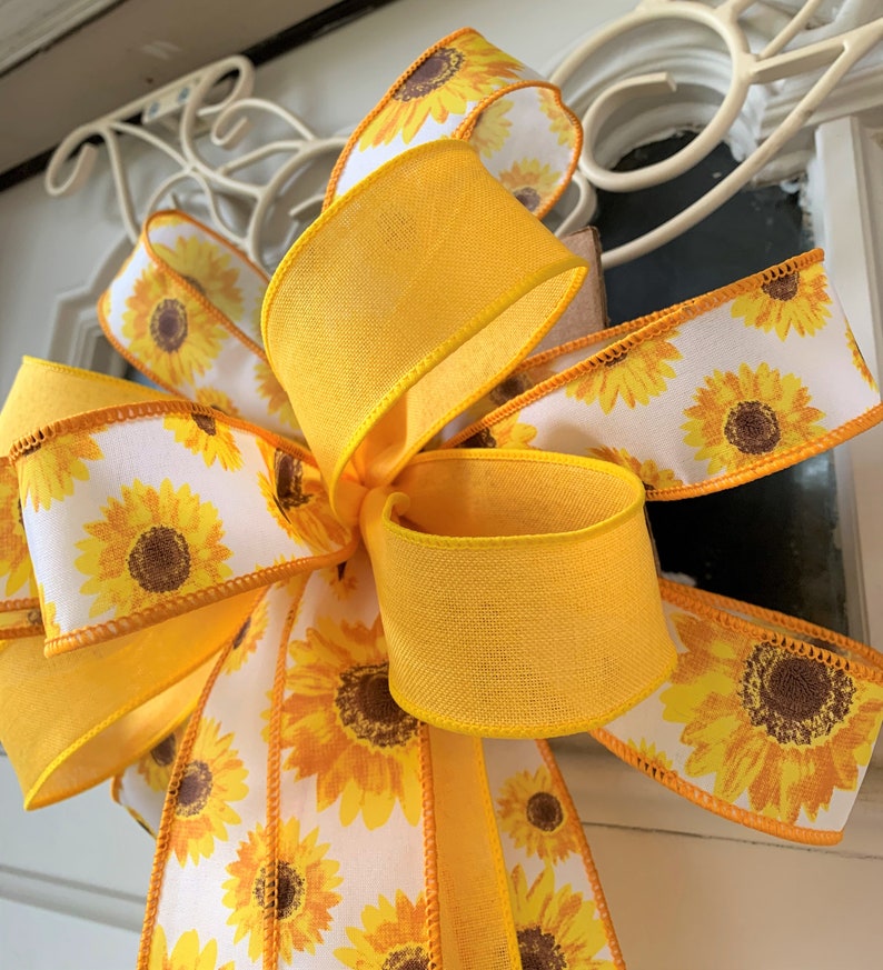 Sunflower Bow Sunflower Bow for Wreath Summer Lantern Bow | Etsy