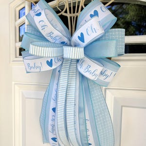 Blue Baby Shower Bow, Oh Baby! Baby Boy Decor, Gender Reveal Decoration ...