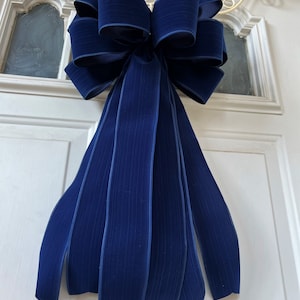 Navy Blue Velvet Christmas Tree Bow for Wreath, Lantern Bow Decoration ...