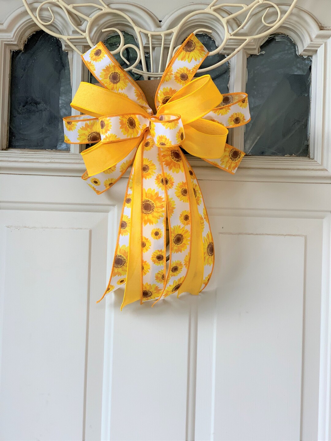 Sunflower Bow, Sunflower Bow for Wreath, Summer Lantern Bow Decoration ...