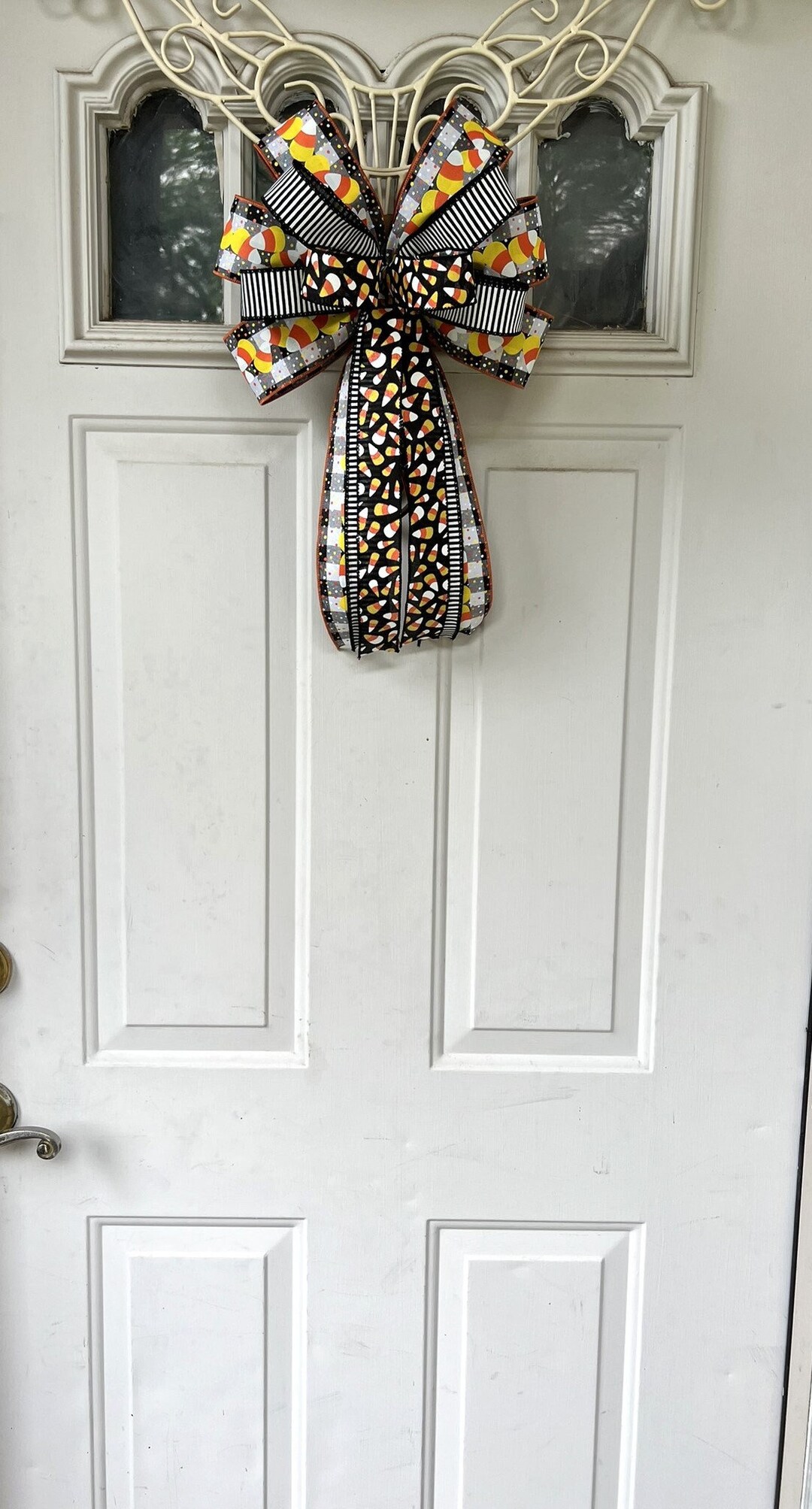 Halloween Bow, Candy Corn Bow for Wreath, Trick or Treat Lantern Bow ...