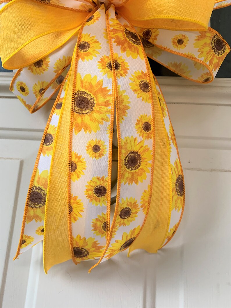 Sunflower Bow Sunflower Bow for Wreath Summer Lantern Bow | Etsy