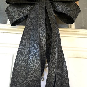 Black Wreath Bow, Embossed Wreath Bow, Black Flower Bow for Tree Topper ...