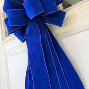 Royal Blue Velvet Christmas Tree Bow for Wreath, Lantern Bow Decoration ...