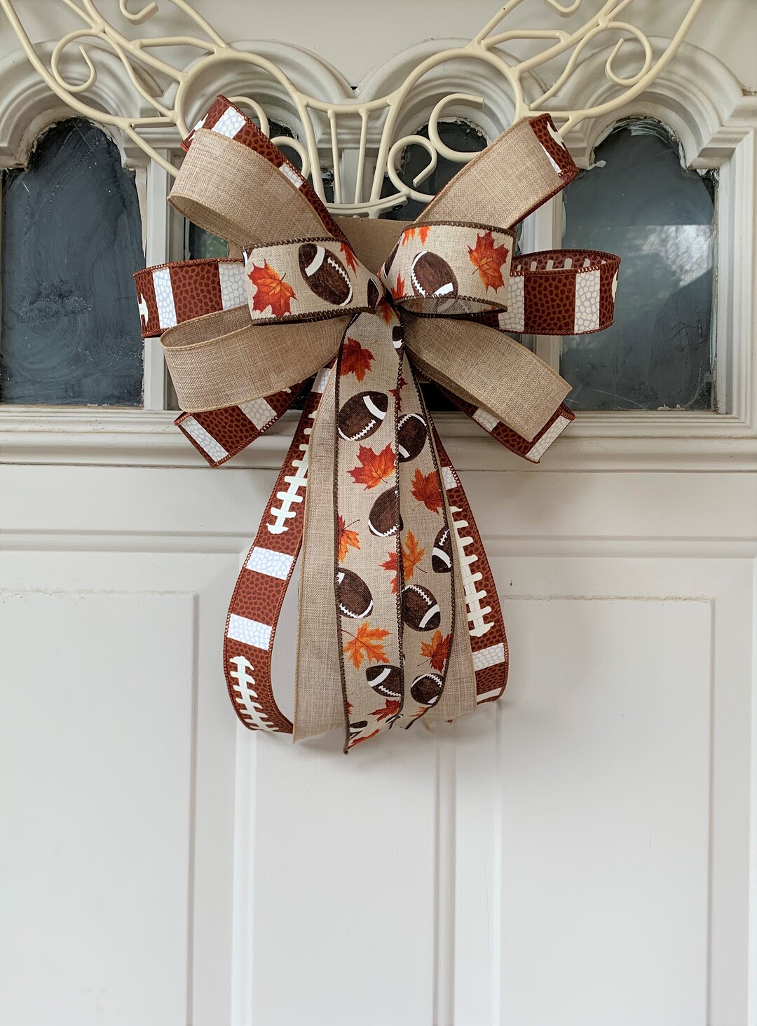 Football Bow, Sports Bow for Wreath, Football Lantern Bow Decoration ...