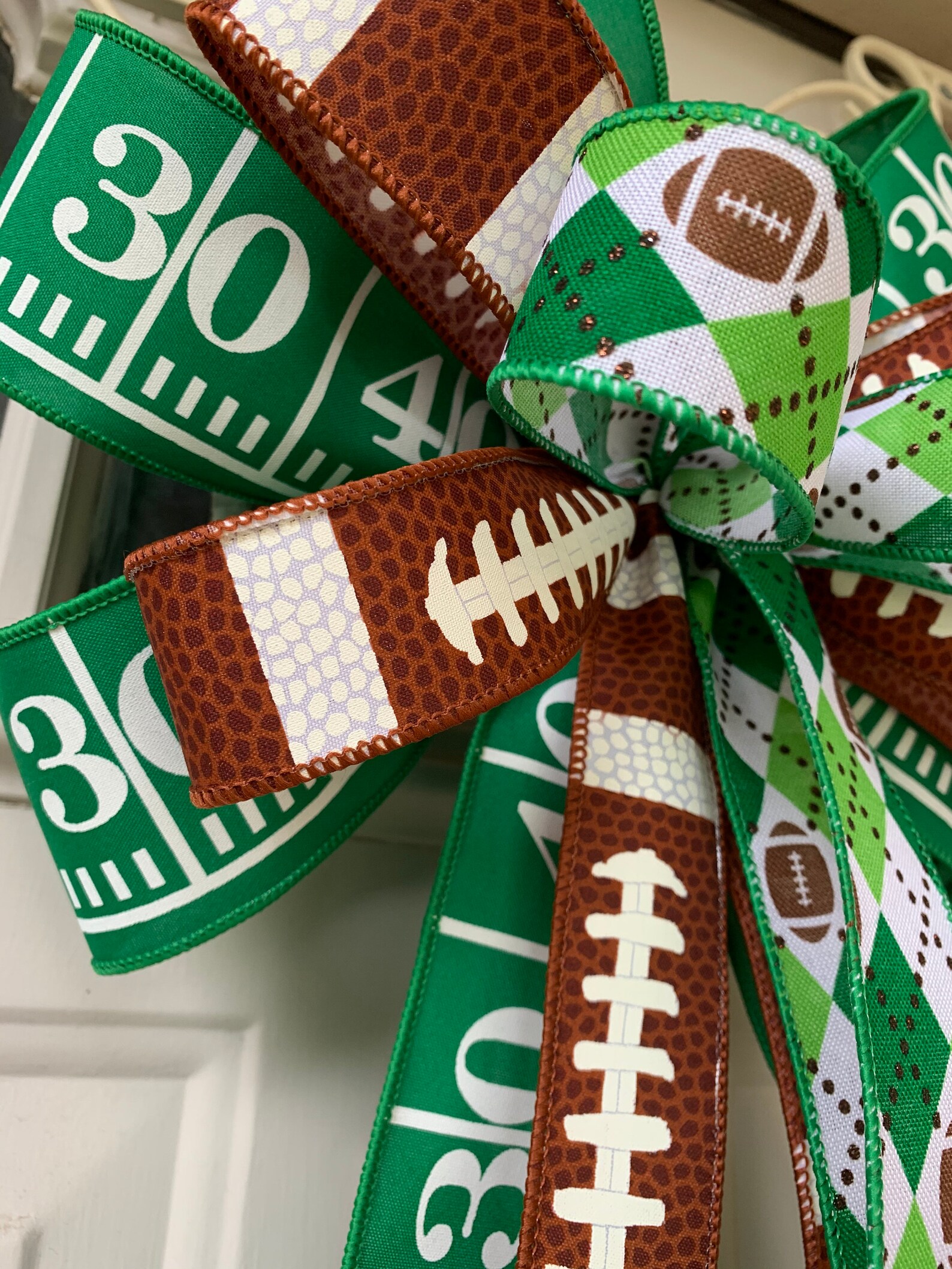 Football Bow Sports Bow for Wreath Football Lantern Bow | Etsy