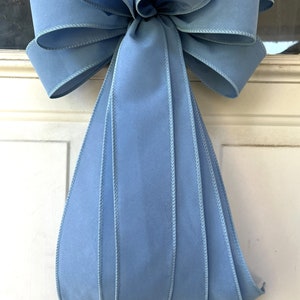 Dusty Blue Velvet Valentine Bow for Wreath, Christmas Lantern Bow ...