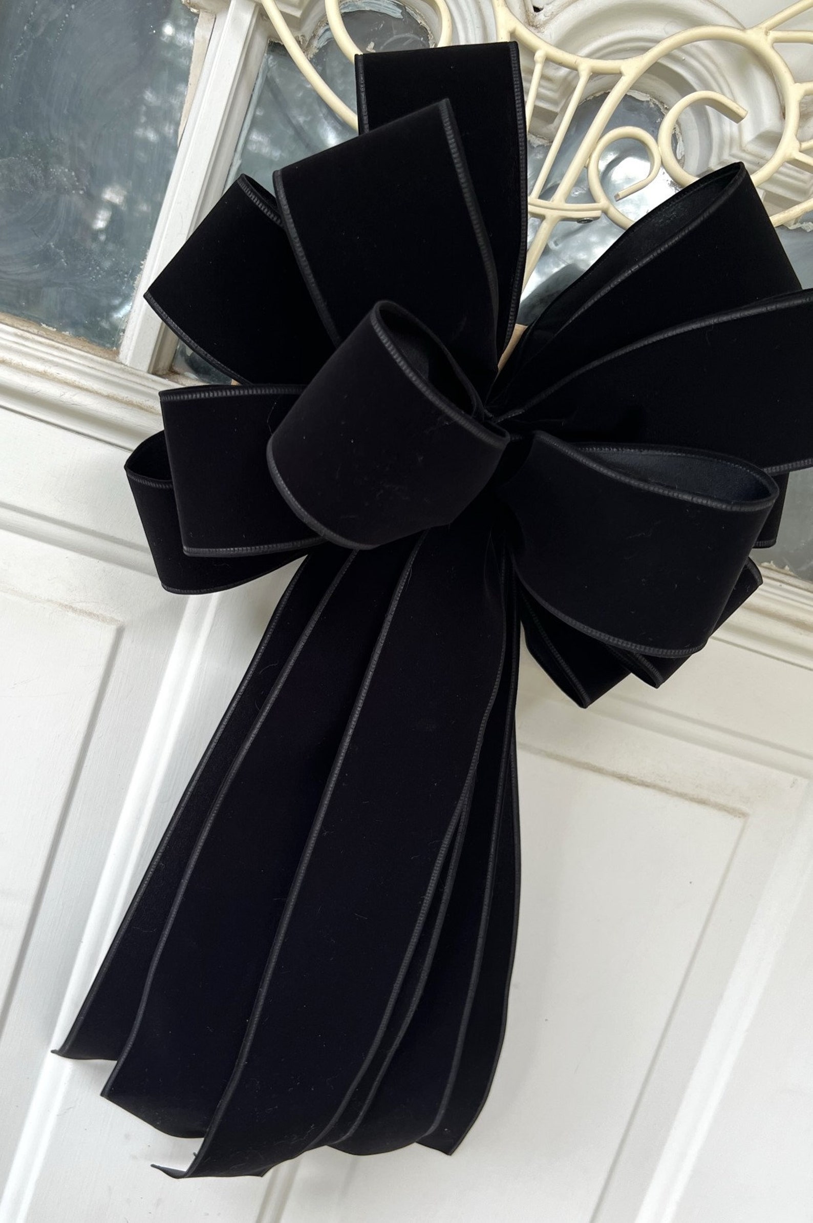 Black Velvet Christmas Tree Bow for Wreath Lantern Bow - Etsy