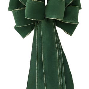Emerald Green Velvet Christmas Tree Bow for Wreath, Green Velvet Lantern Bow Decoration, Emerald ...