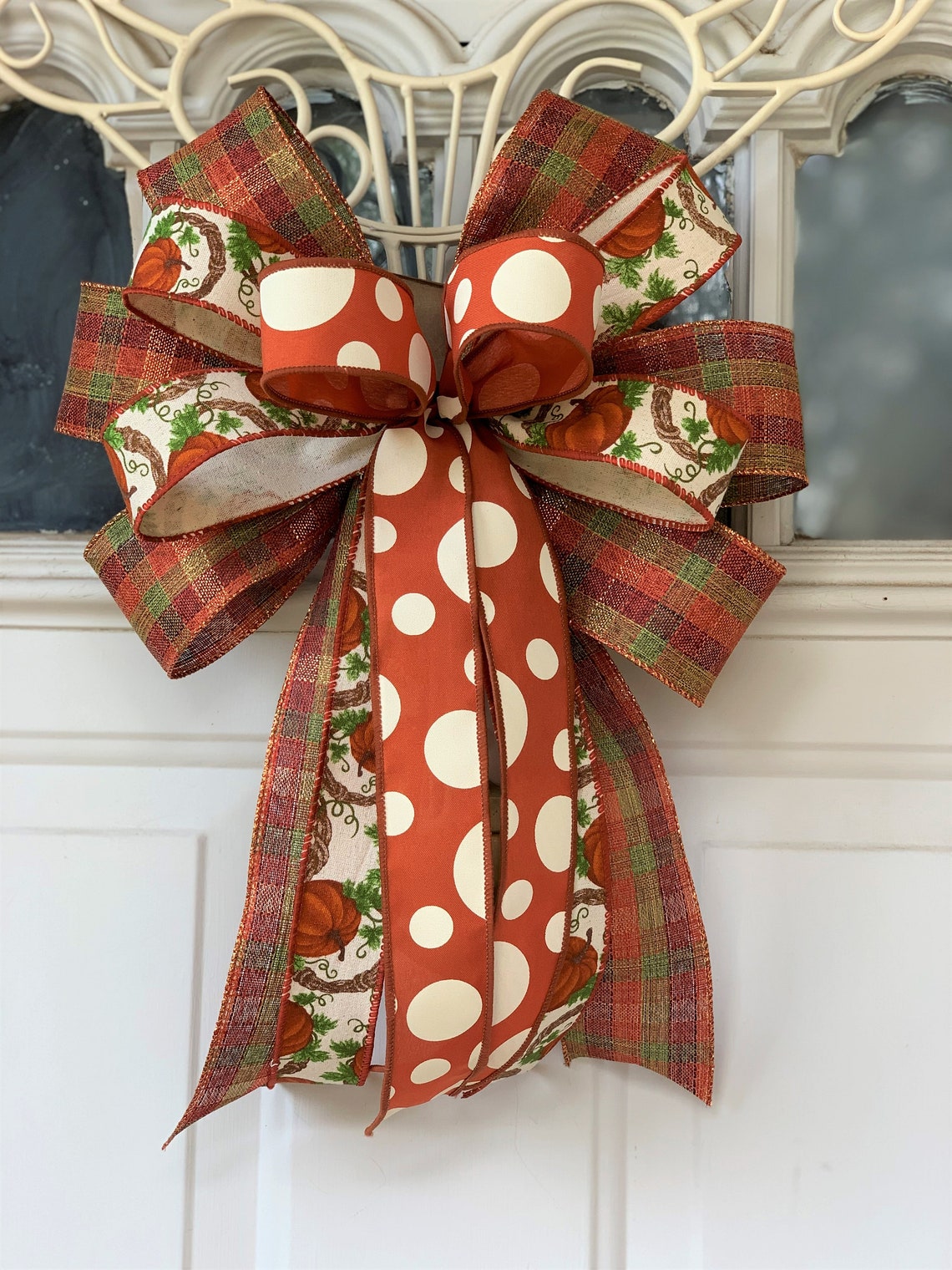 Fall Harvest Bow Thanksgiving Bow for Wreath Pumpkin Lantern - Etsy