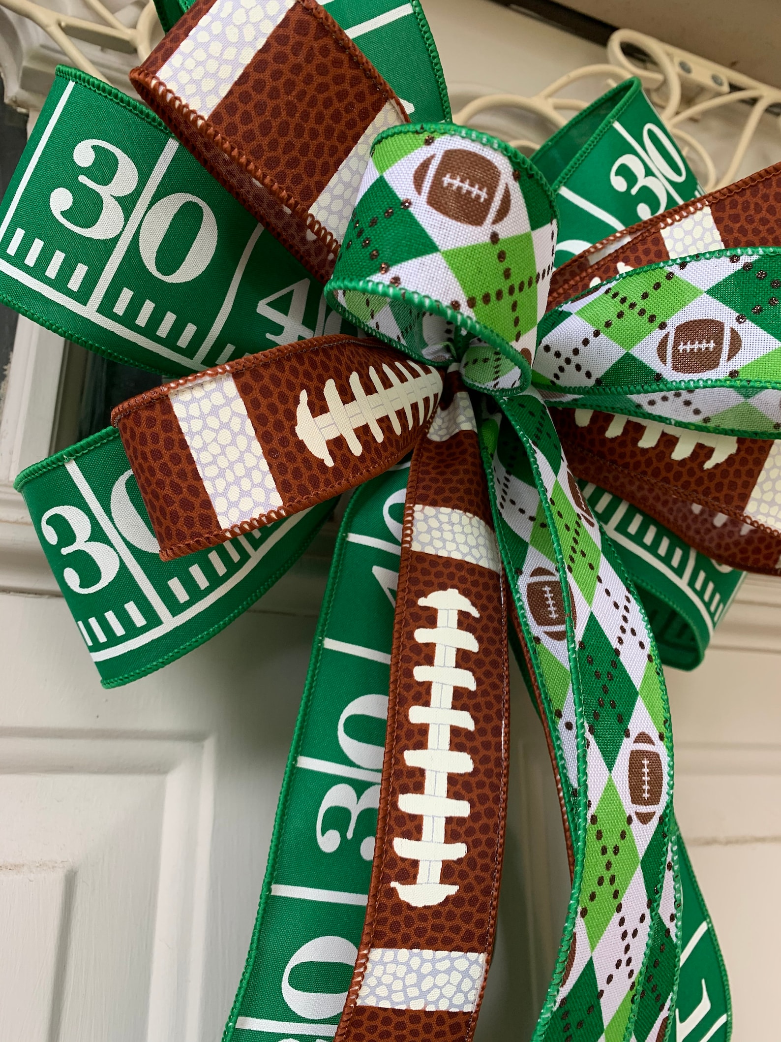 Football Bow Sports Bow for Wreath Football Lantern Bow | Etsy