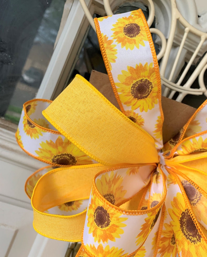 Sunflower Bow Sunflower Bow for Wreath Summer Lantern Bow | Etsy