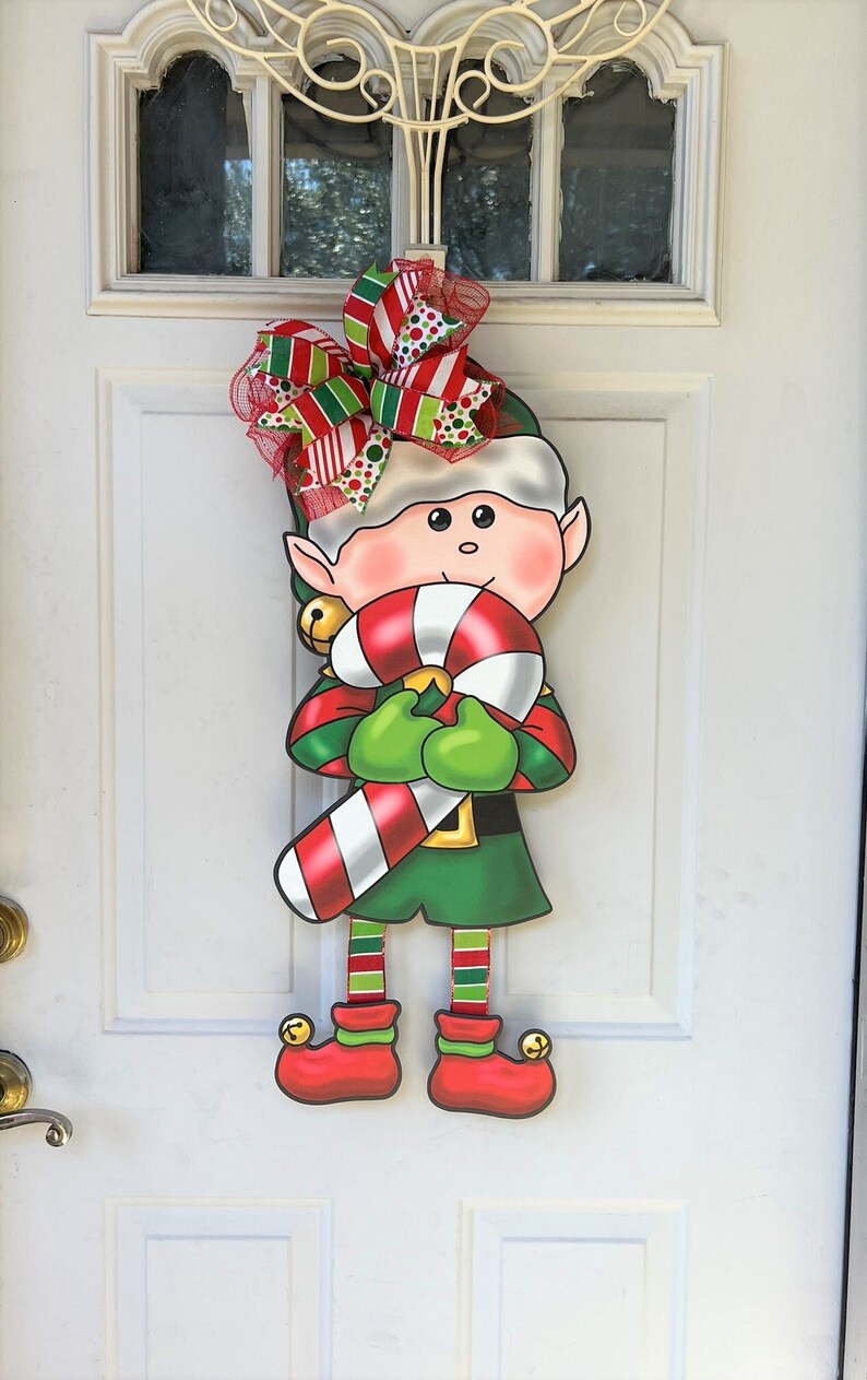 Christmas Door Hanger, Elf Christmas Decor, Elf With Dangling Legs - Etsy