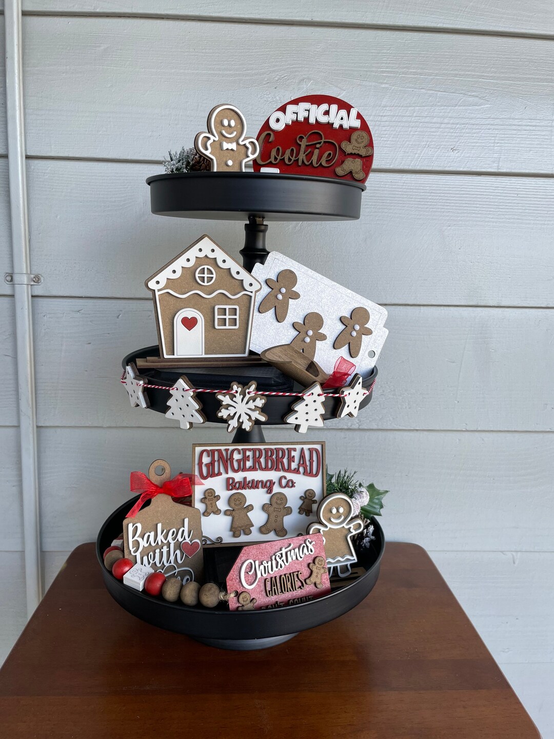 Gingerbread Tiered Tray, Christmas Tiered Tray Decor, 3D Gingerbread ...