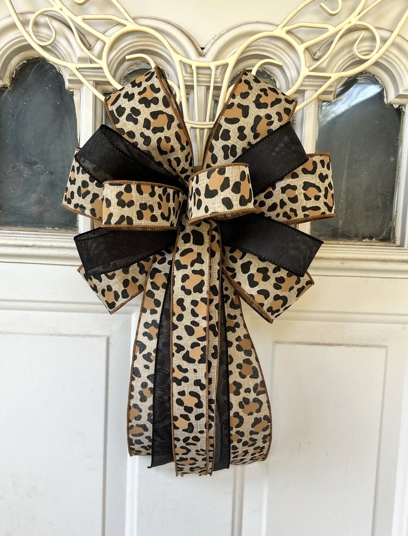 Leopard Bow Animal Print Bow for Wreath Leopard Bow for - Etsy