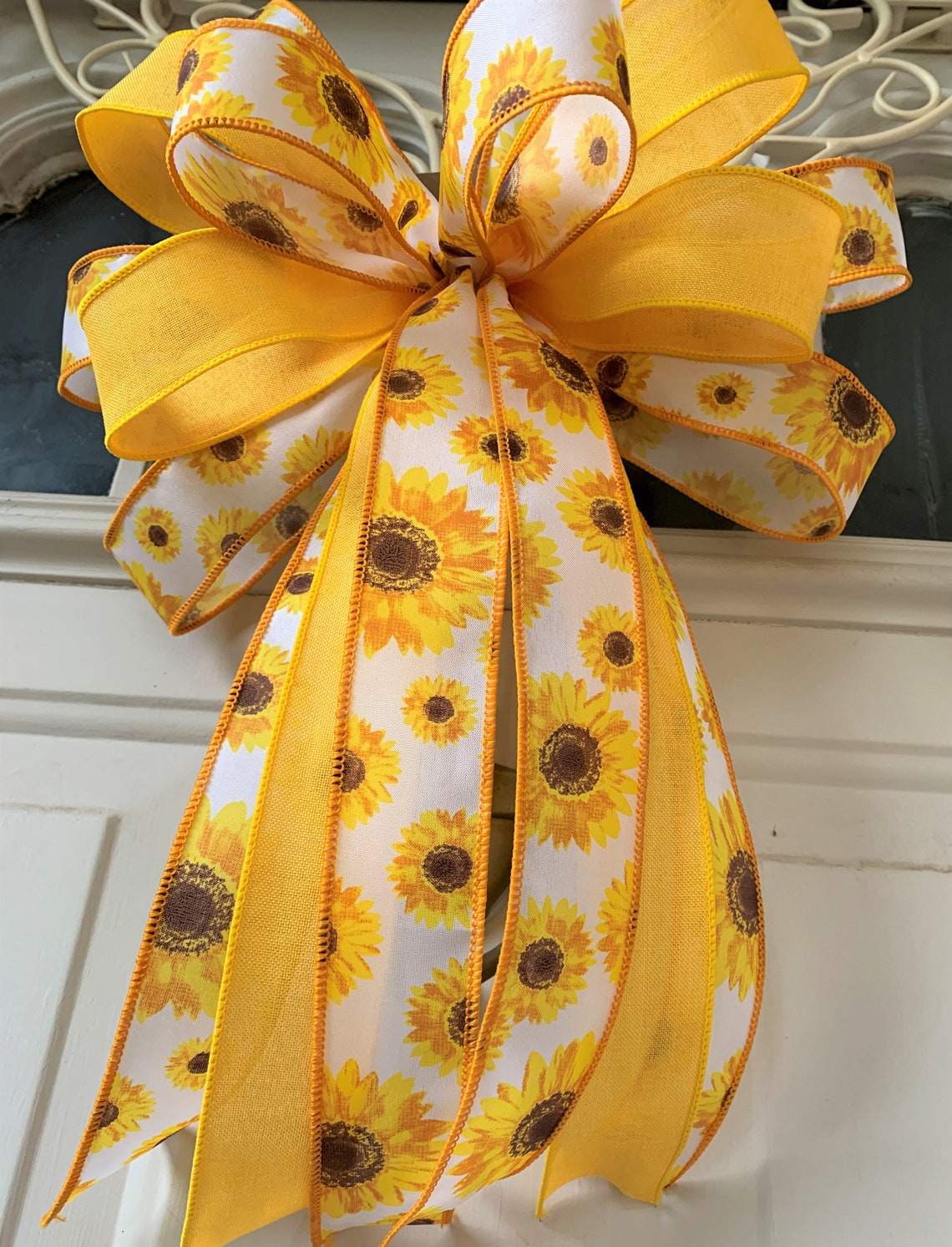 Sunflower Bow Sunflower Bow For Wreath Summer Lantern Bow Etsy