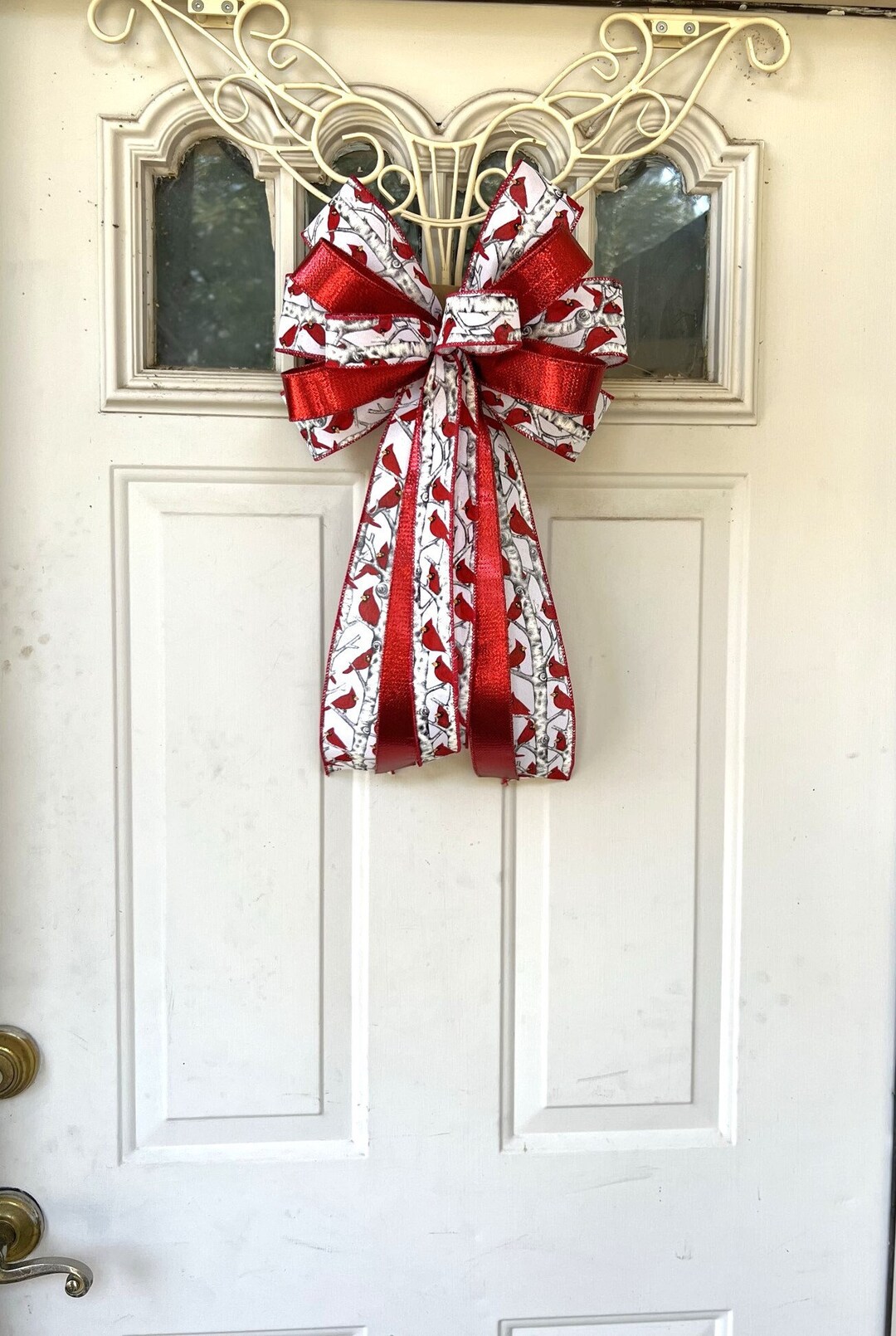 Cardinal Christmas Bow for Wreath, Lantern Bow Decoration, Cardinal and ...