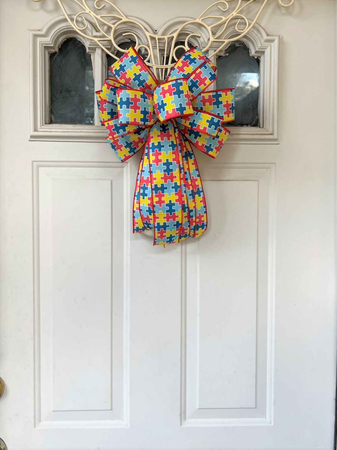 Awareness Bow, Autism Awareness Bow for Wreath, Autism Lantern Bow ...