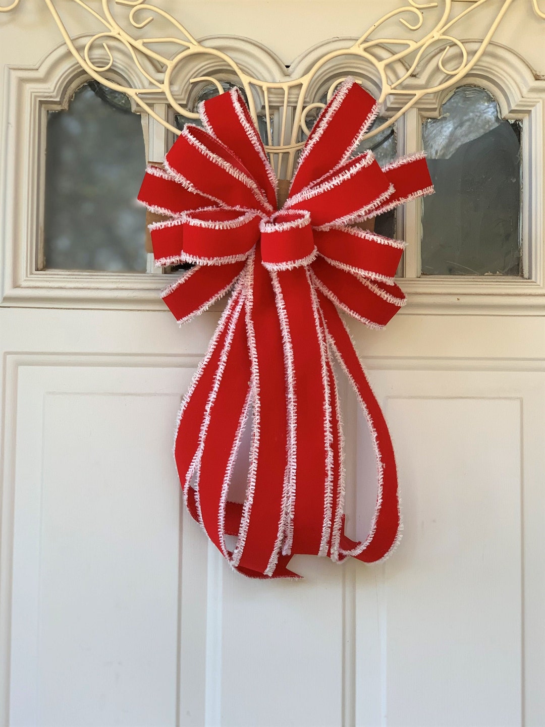 Red Velvet Christmas Tree Bow For Wreath Lantern Bow Decoration Red