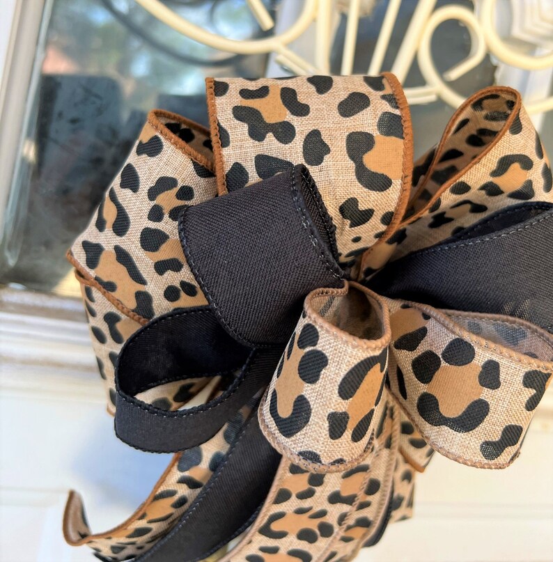 Leopard Bow, Animal Print Bow for Wreath, Leopard Bow for Lantern ...