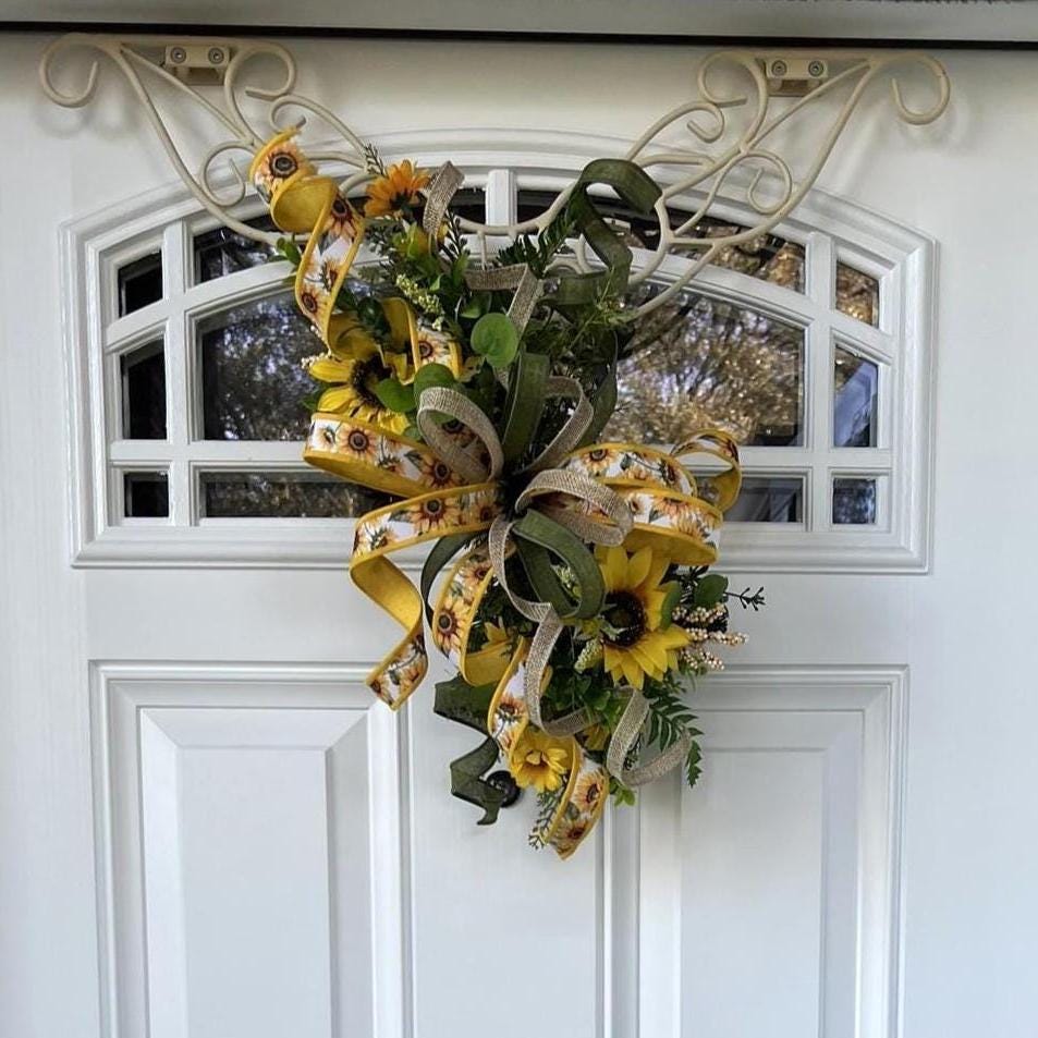 Sunflower Door Swag, Sunflower Wreath Accent, Farmhouse Sunflower Decor ...