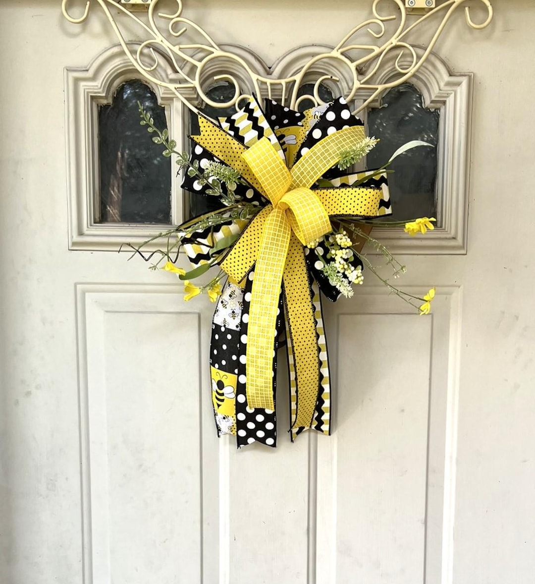 Bee Bow, Yellow & Black Bumblebee Bow, Wreath Bow, Spring Accent ...