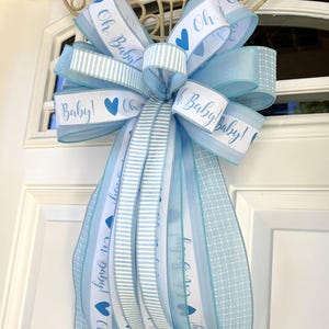 Blue Baby Shower Bow, Oh Baby! Baby Boy Decor, Gender Reveal Decoration ...