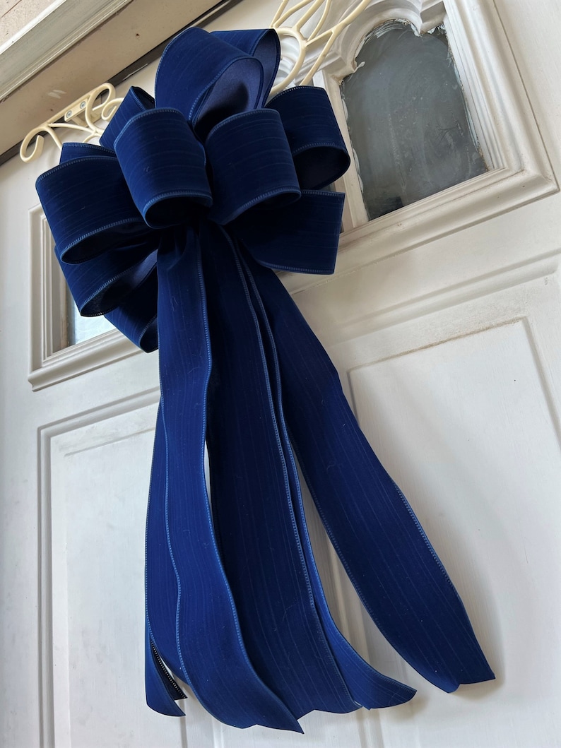 Navy Blue Velvet Christmas Tree Bow for Wreath Lantern Bow - Etsy