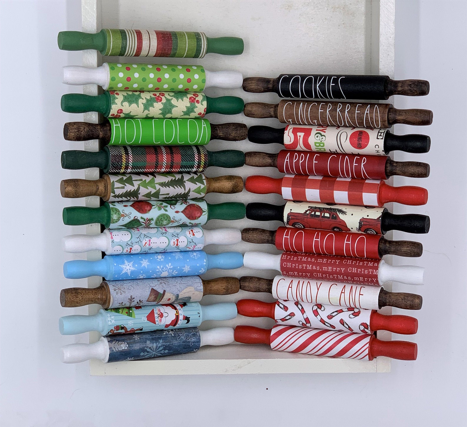 Christmas Mini Rolling Pins Tiered Tray Decor Christmas - Etsy UK