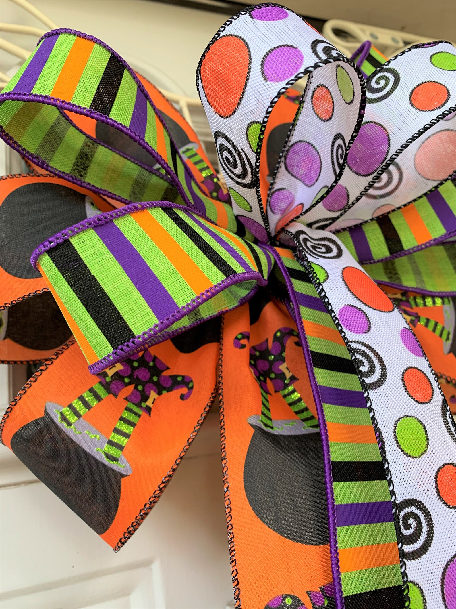 Halloween Bow, Halloween Bow for Wreath, Witches Cauldron Lantern Bow ...