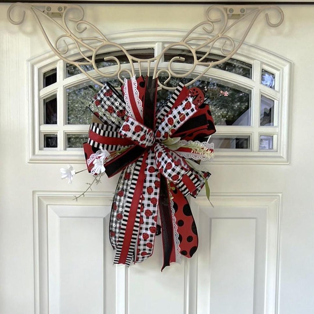 Ladybug Bow for Wreath, Summer Tree Topper Decoration, Spring Decor ...